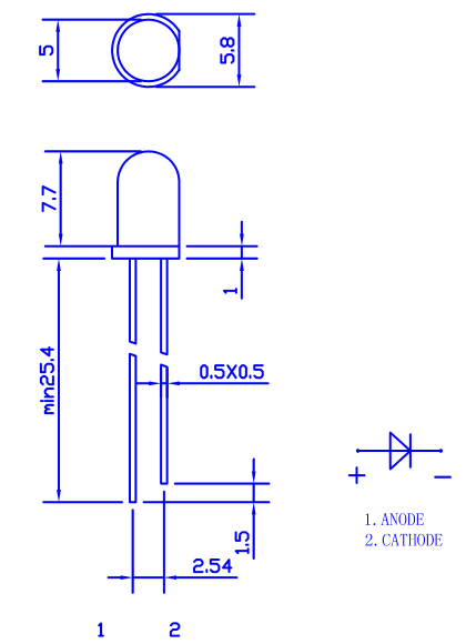 5mm LED Pinout，功能，正向电压和数据表 - bet188真人在线