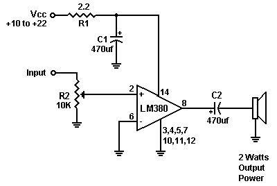 LM380 2.5W Audio Power Amplifier IC Datasheet, Pinout, equivalent ...